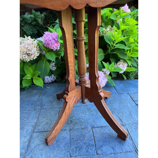 Antique 1860 Eastlake Oak Wood Parlor Carved Hand Turned Pedestal Table ...