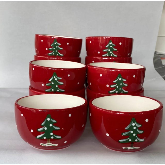 Vintage Hand-Painted Christmas Bowls - Set of 12 | Chairish
