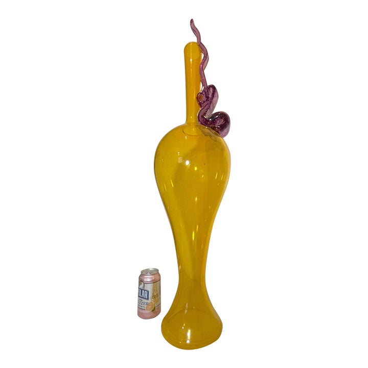 1990s Gigantic Hand Blown Michael J Schunke Yellow Purple Signed Studio ...