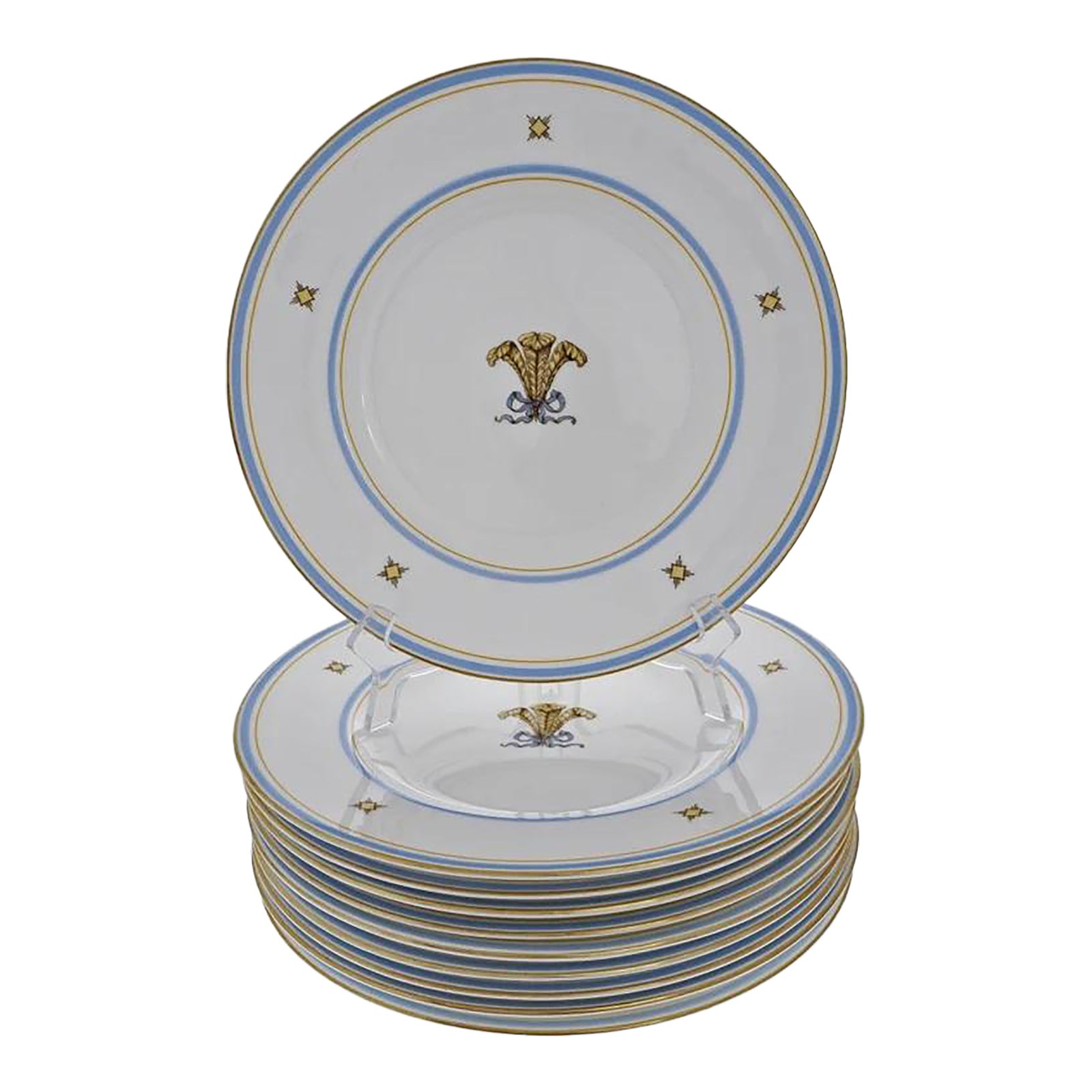 Early 20th Century Minton Prince of Wales Heraldic Dinner Plates Art ...