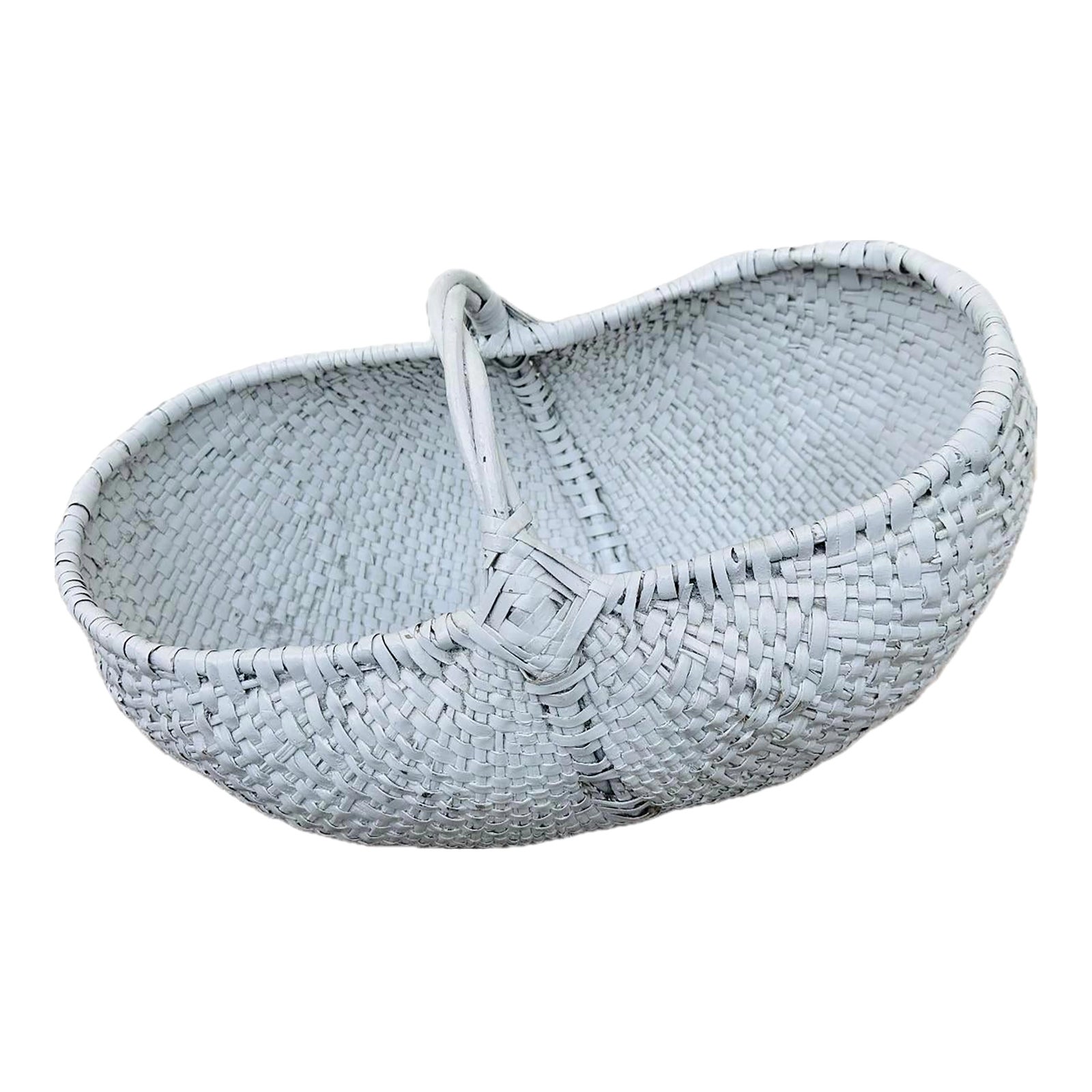 Early 20th Century American Splinter Oak Buttocks Large Basket | Chairish