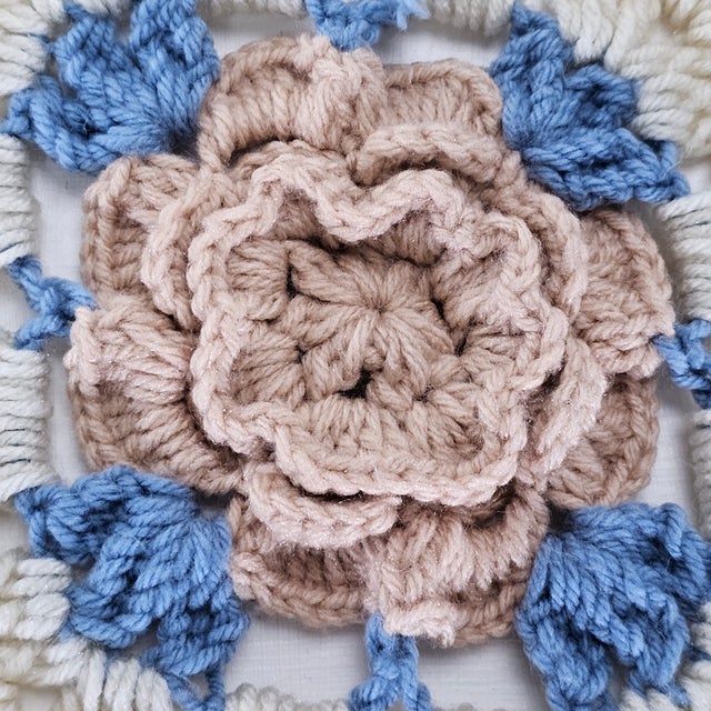 Rosettes Afghan Lap Blanket Crocheted | Chairish