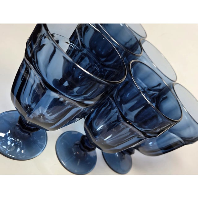 Deep Sapphire Blue Goblets- Set of Six | Chairish