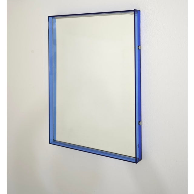 Mid-Century Modern Crystal Art Glass Blue Wall Mirror, Italy, 1960s ...