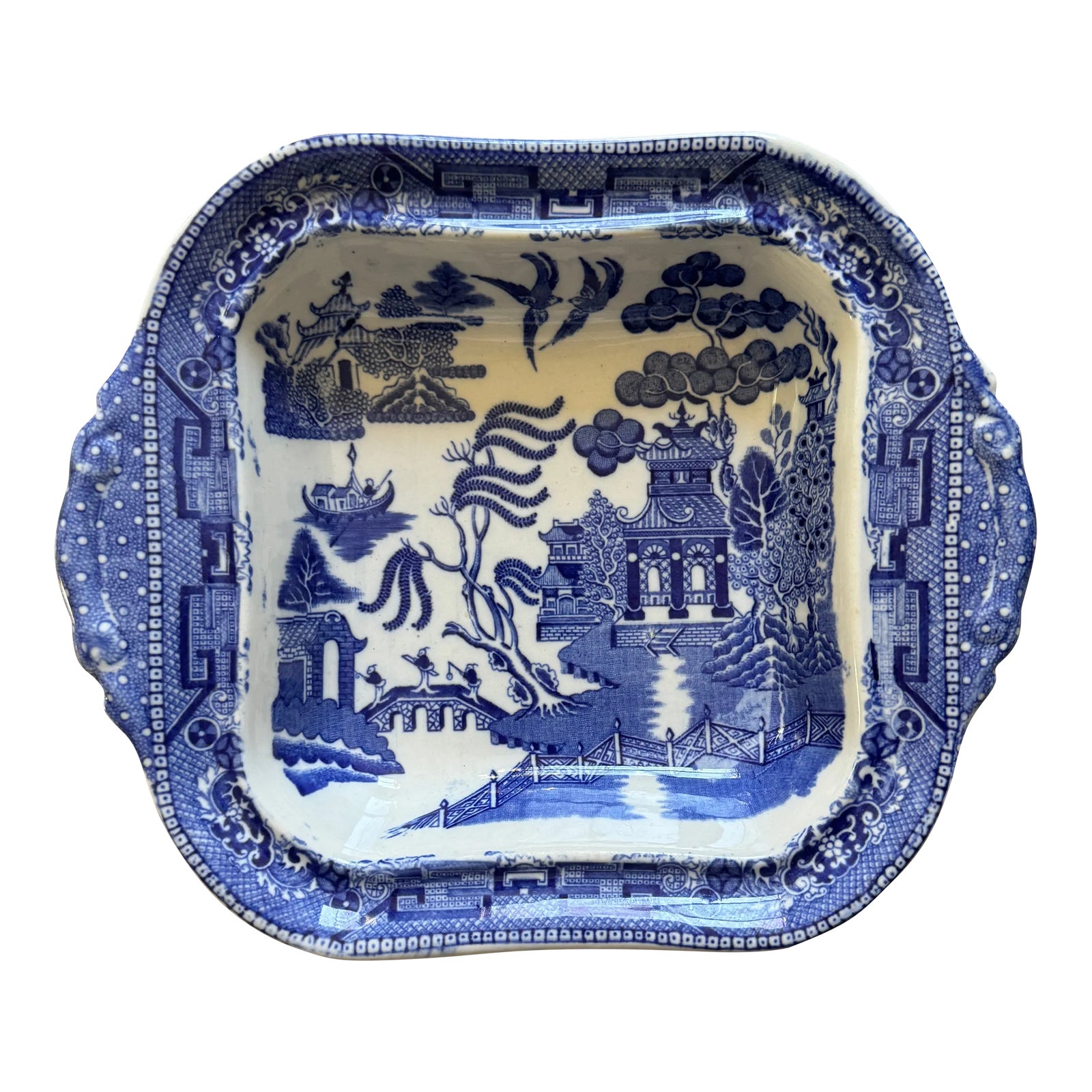 Early 20th Century Ridgeway Blue Willow Dish | Chairish
