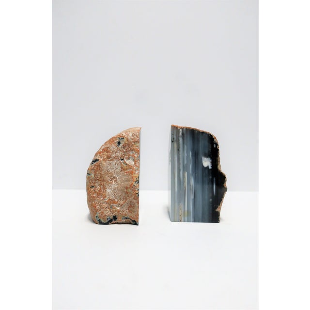 Blue and White Agate or Onyx Marble Bookends, a Pair | Chairish
