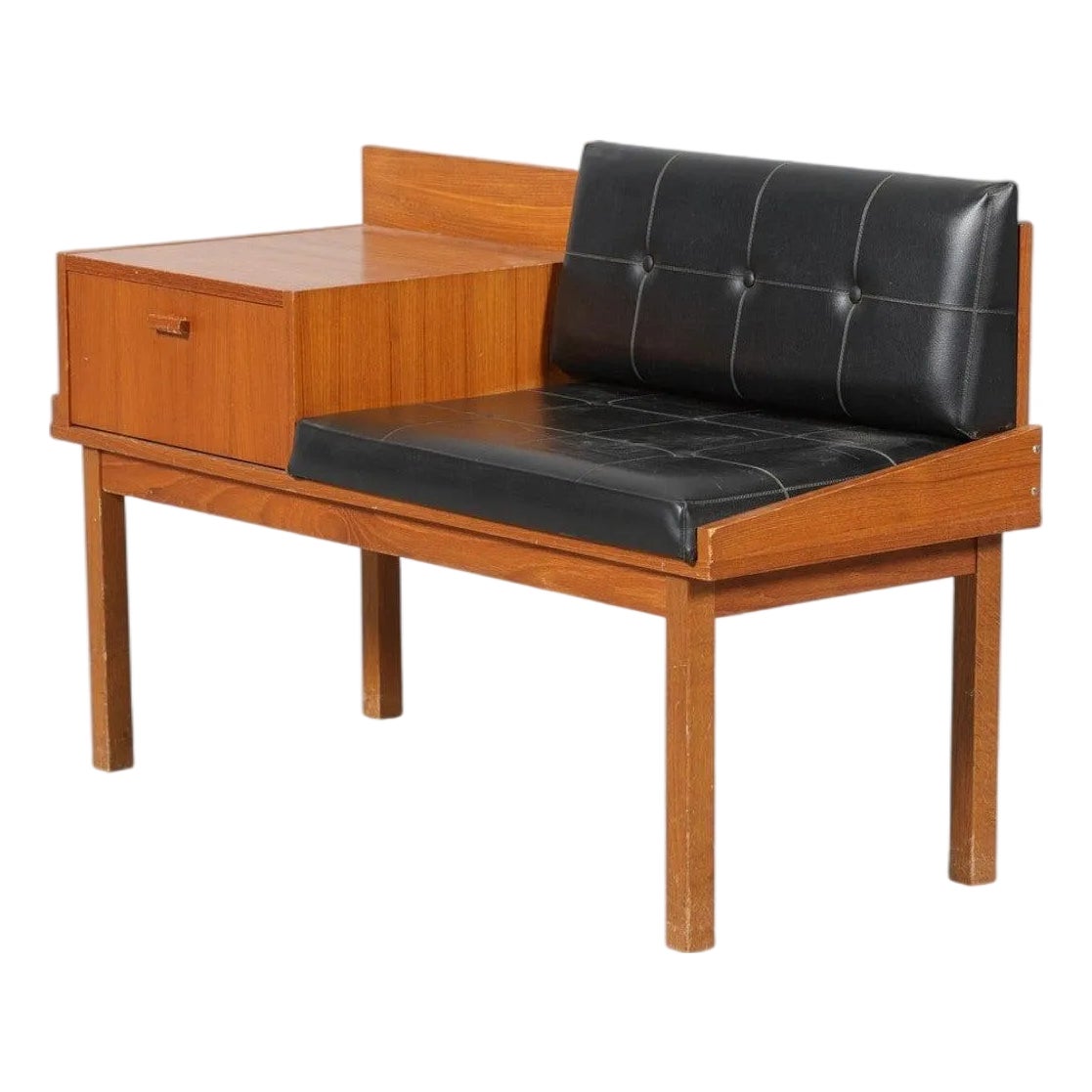 1960s Danish Modern Telephone Bench in Teak #2 | Chairish