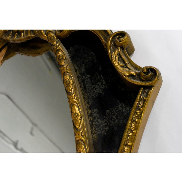 Vintage French Rococo Decorative Gold Oval Wall Mirror | Chairish