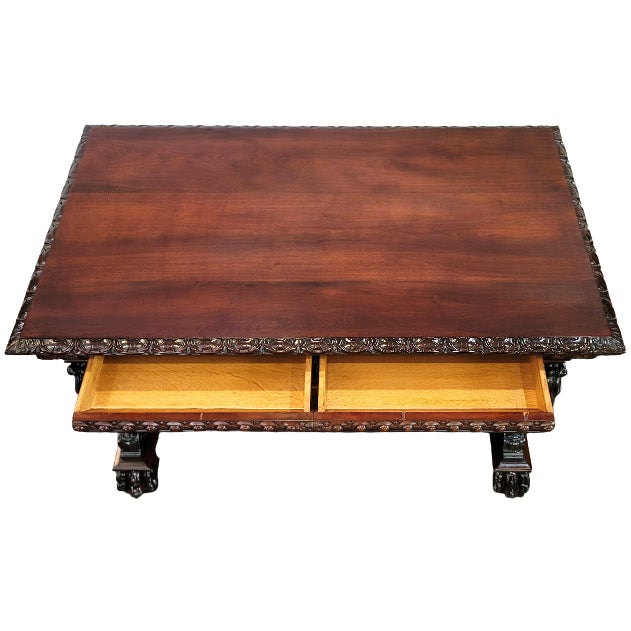 Late-1800s Library Table R. J. Horner Italian Renaissance Style | Chairish