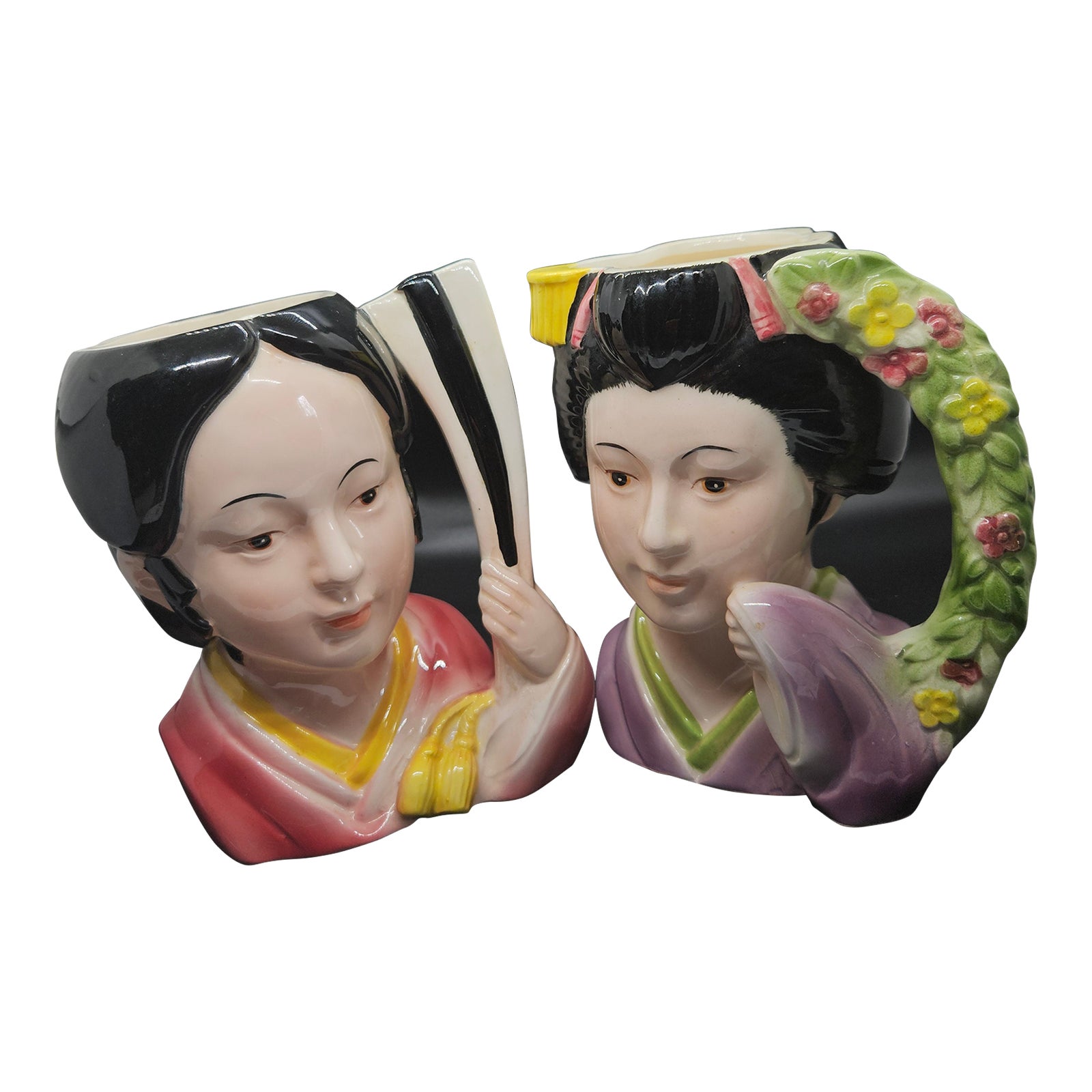 Vintage Shafford Japan Shogun Family Geisha Mugs Cups - Hand Painted ...