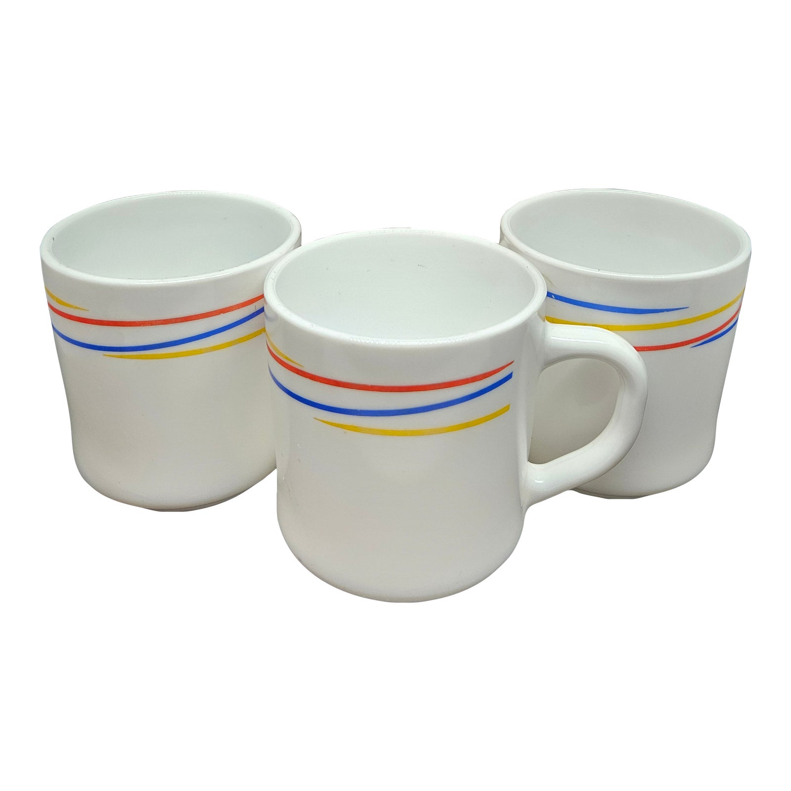 Vintage Arcopal Fireworks White Milk Glass Mugs | Chairish
