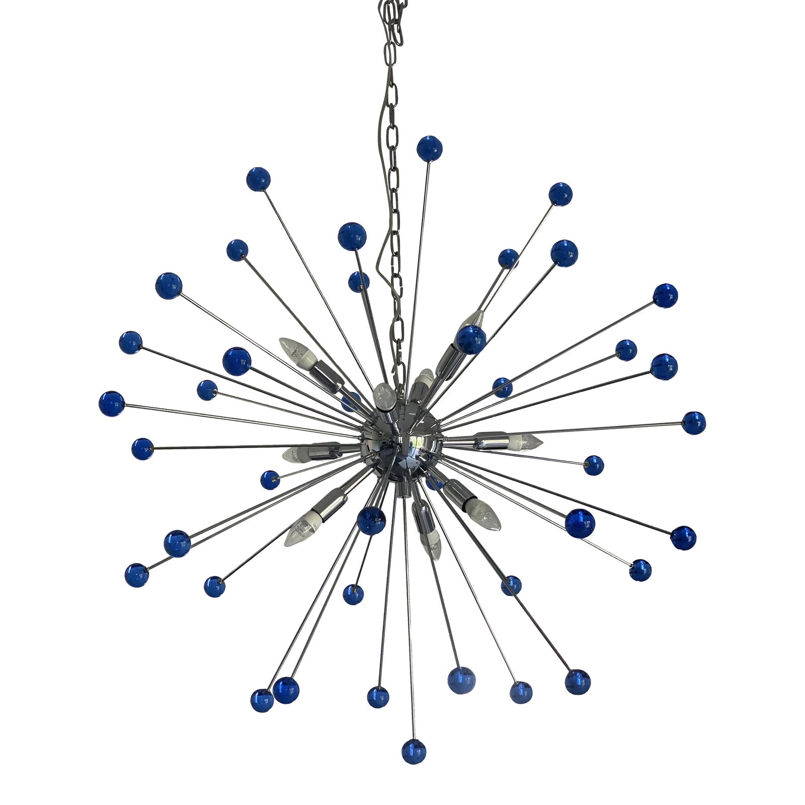 Contemporary Blue “Star” Murano Glass Sputnik Chandelier | Chairish