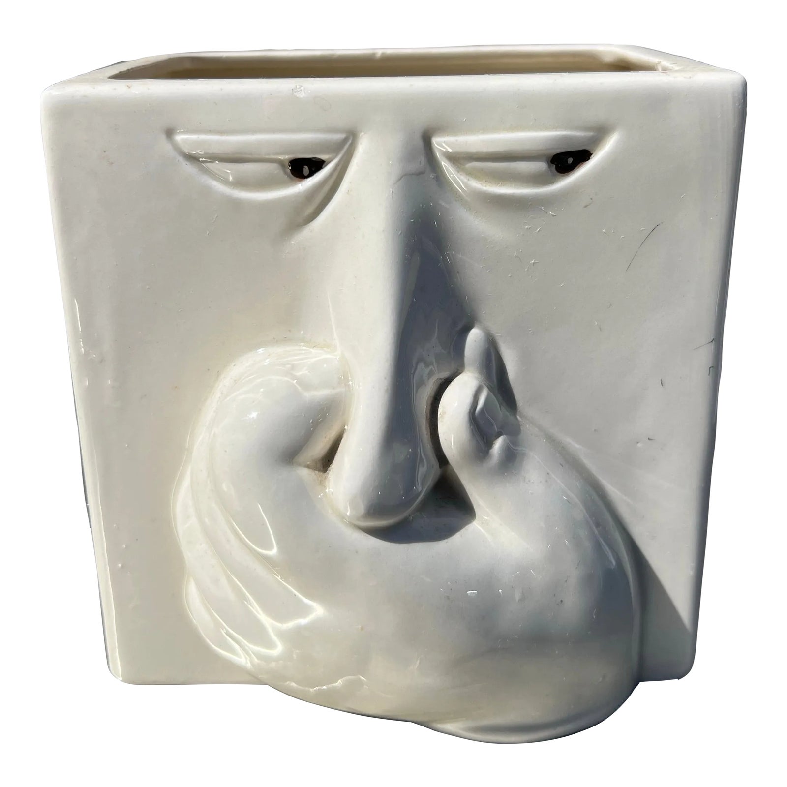 1980 Ceramic Face Nose Tissue Box | Chairish