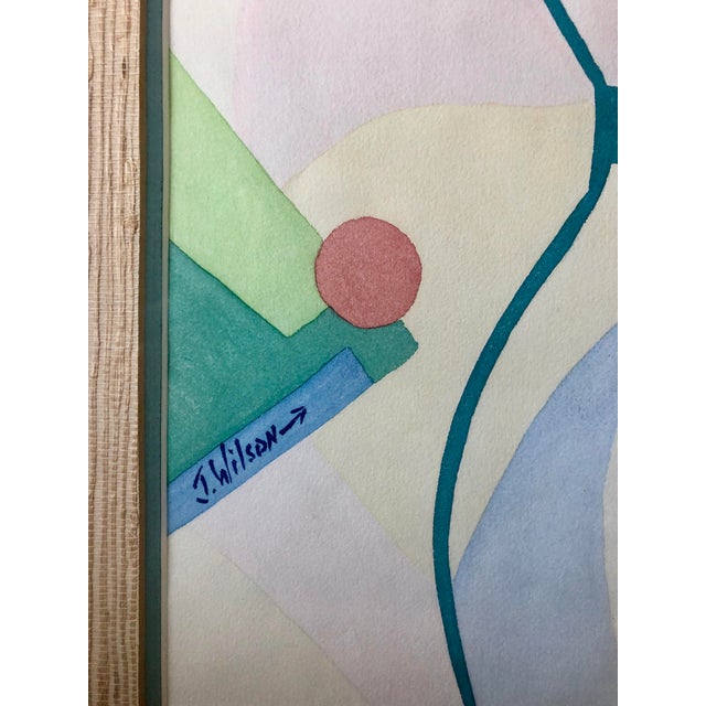 1980s Abstract Bauhaus Style J. Wilson Watercolor in Frame | Chairish