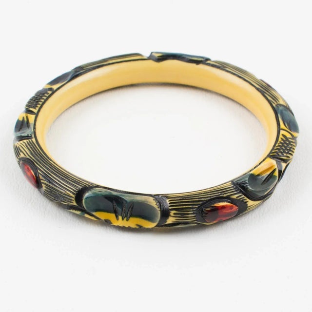 1920s French Art Deco Celluloid Carved Bracelet Bangle LadyBug and ...