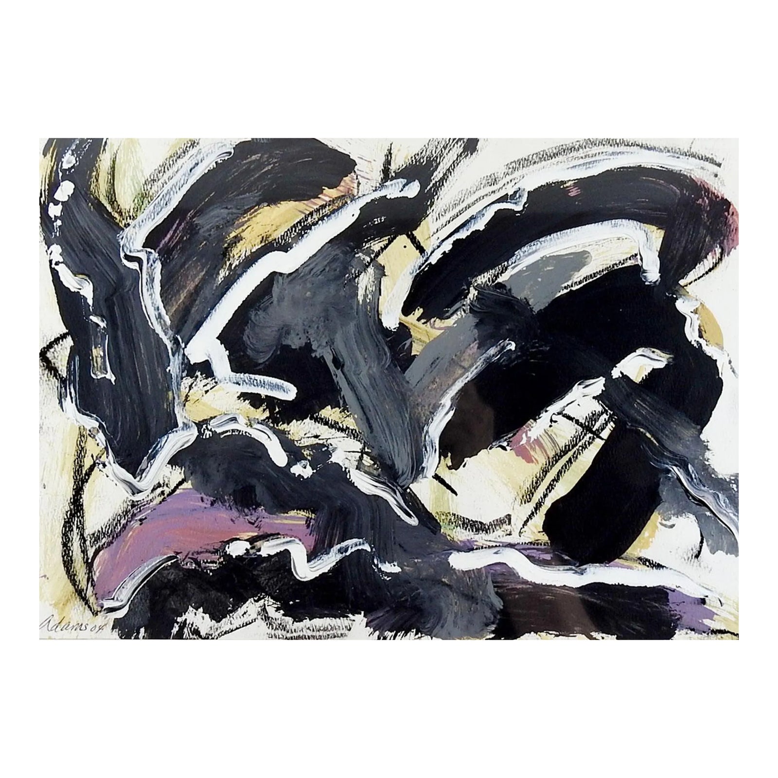 Abstract Expressionist Jerry Adams Painting on Paper | Chairish