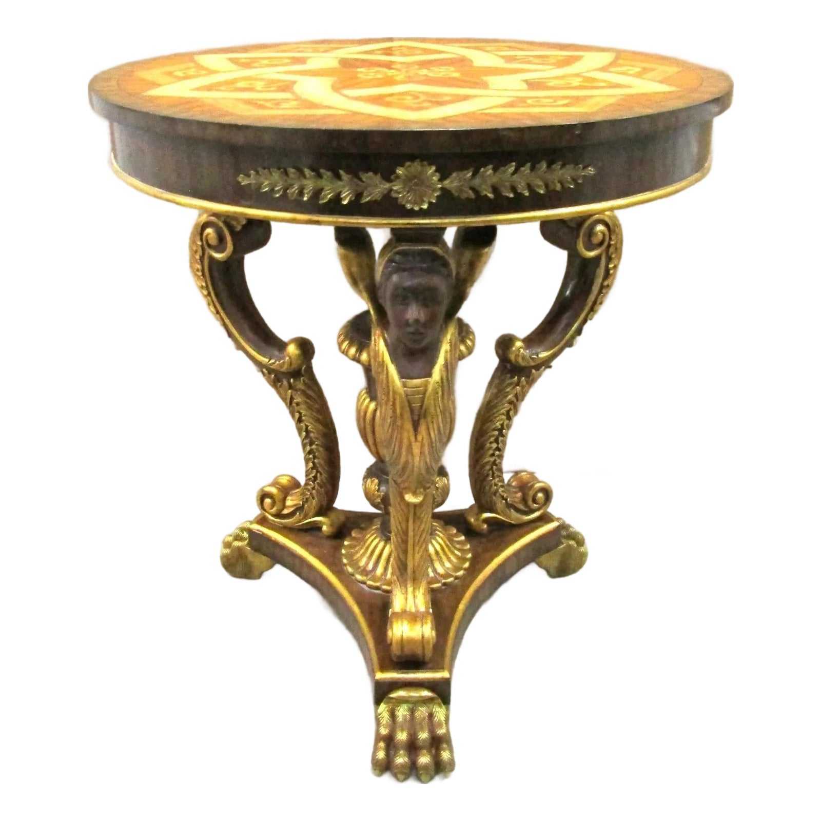 Maitland-Smith Egyptian Revival Dining Table With Winged Creatures Claw ...