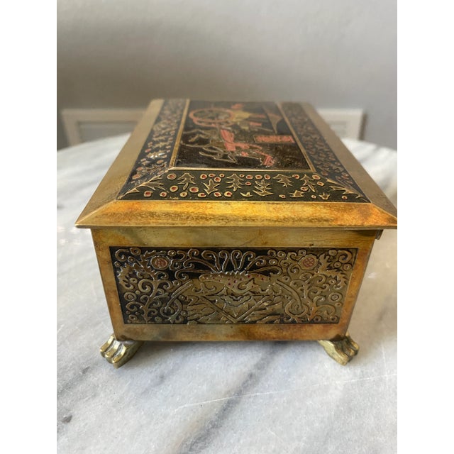 Vintage Thai Brass Footed Damascene Box | Chairish