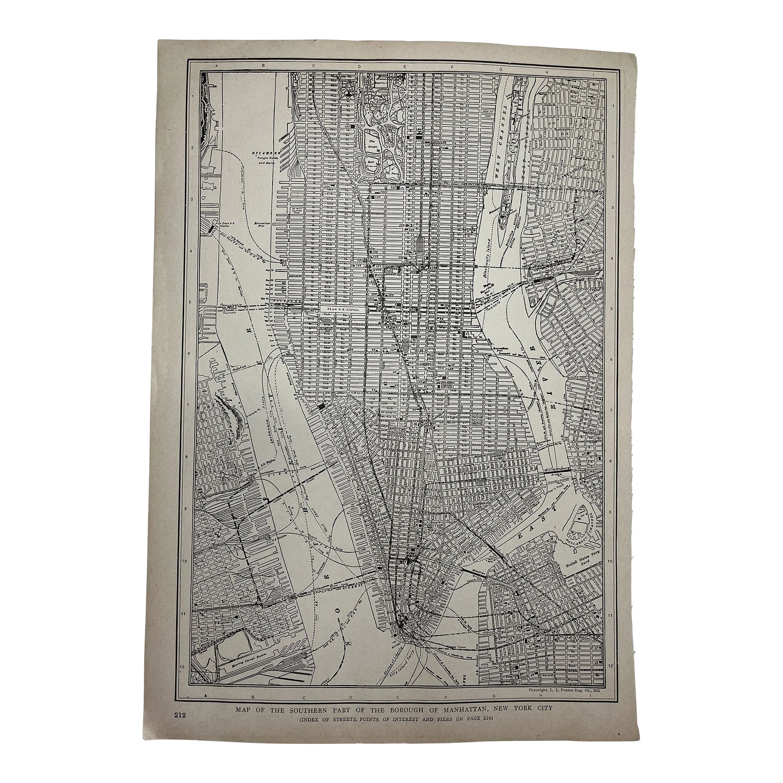 Antique 1920s Southern Manhattan New York City Map | Chairish