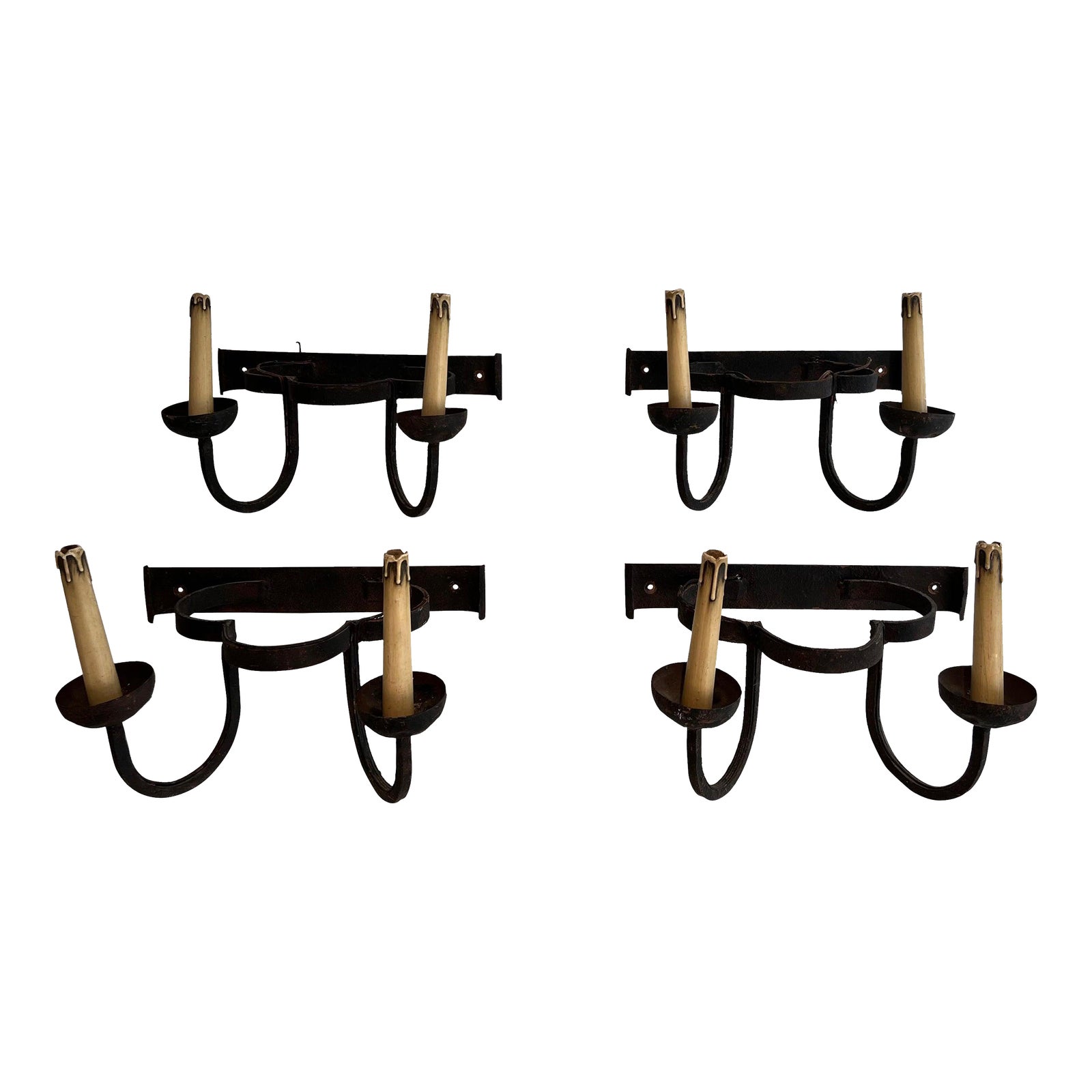 Wrought Iron Clover Type Wall Lamps. French Work. Circa 1950 - Set of 4 ...