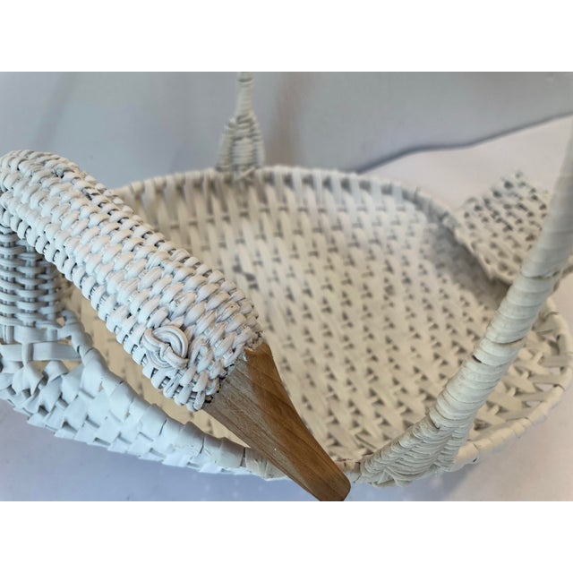 Vintage White Wicker Duck Swan Basket | Chairish