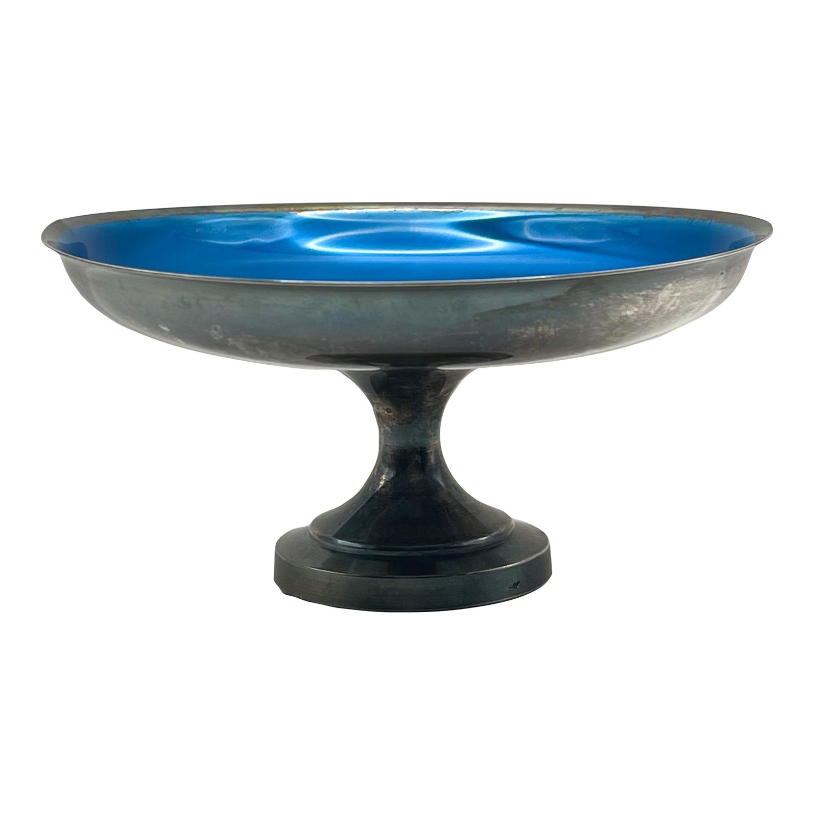 Vintage Oneida Silverplate Blue Lined Dish | Chairish