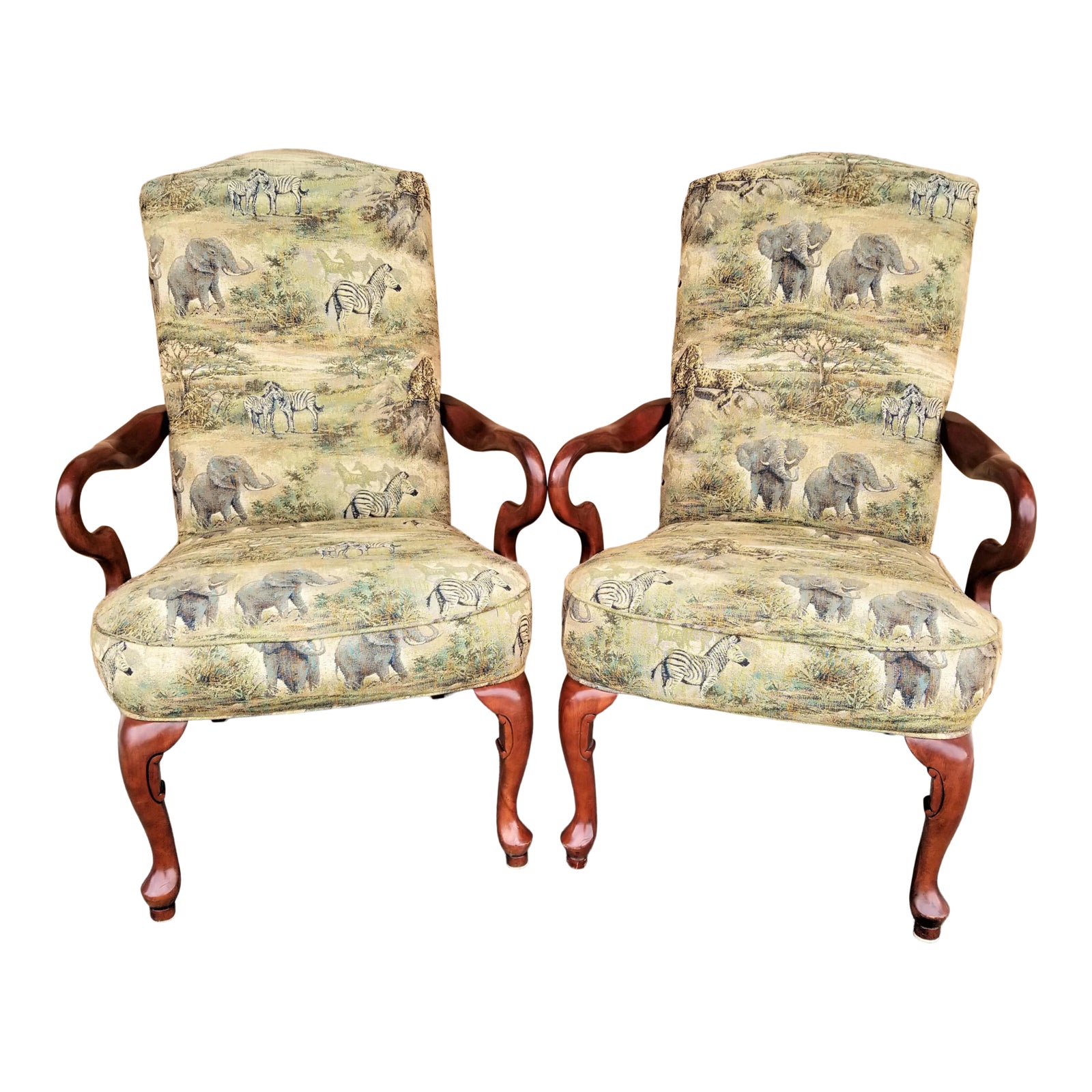 African Safari Style Accent Dining Armchairs | Chairish