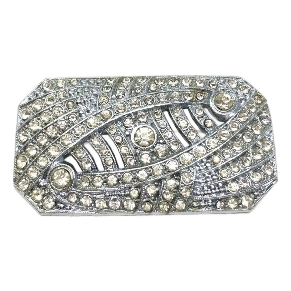 1930s Art Deco Paste Vintage Swirl Design Brooch | Chairish