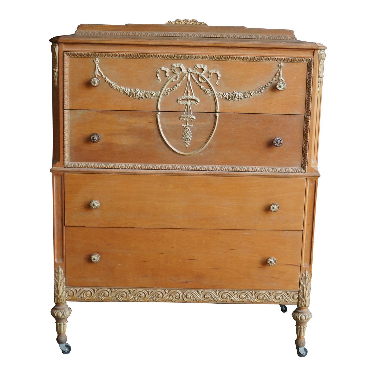 Vintage French Style Highboy Dresser | Chairish