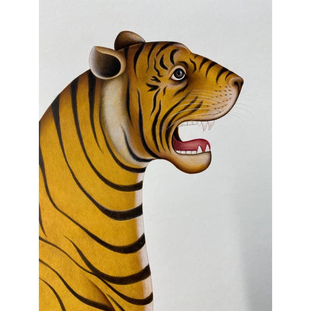 Indian Miniature Tiger Painting, Real Bengal Artwork Inspired as Folk ...