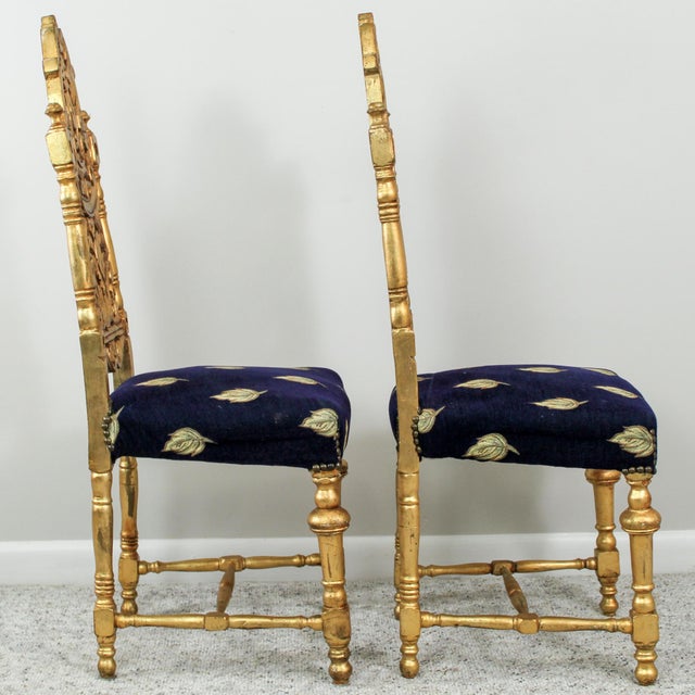 1940s Italian Baroque Rococo Style Gilt Wood High Back Side Chairs ...