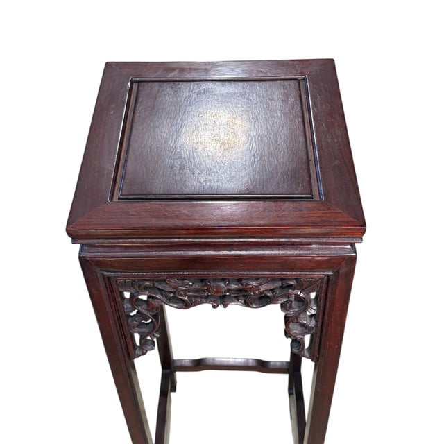 Vintage Circa 1960's Chinoiserie Rosewood Pedestal Stand Display 36" H ...