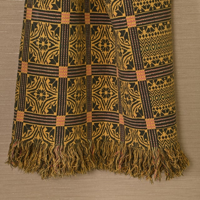 Vintage Handwoven Throw in Mustard and Black | Chairish