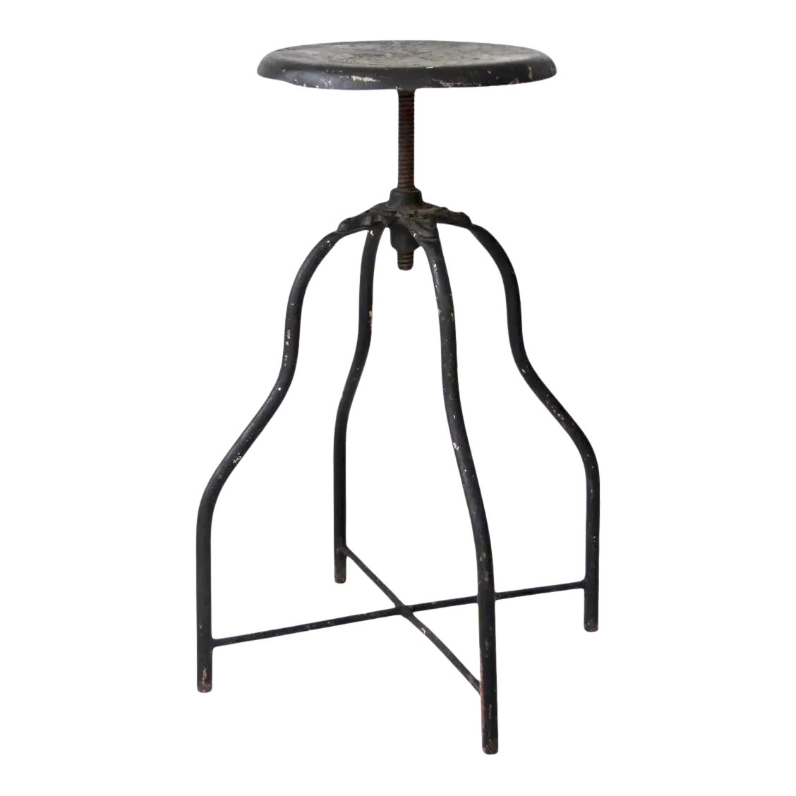 Antique Adjustable Height Metal Stool | Chairish