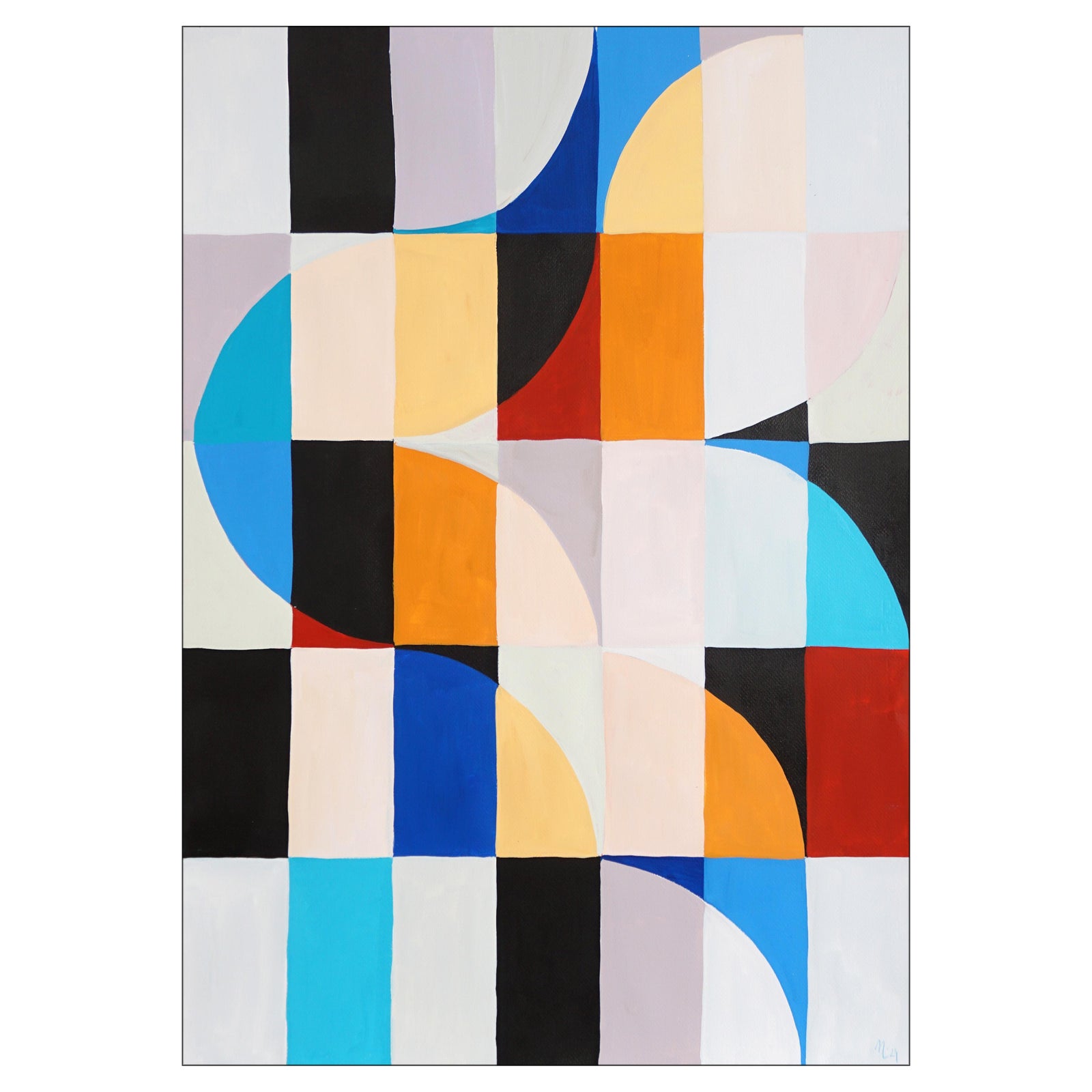 Natalia Roman, Color Bars in Ivory, Acrylic on Paper, 2024 | Chairish