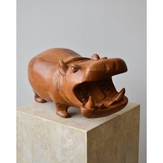 Vintage Large-Scale Hand-Carved Wood Hippo Sculpture, Circa 1960s ...