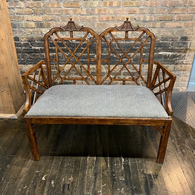 Mid 19th Century Chinese Chippendale Style Upholstered Bench With ...