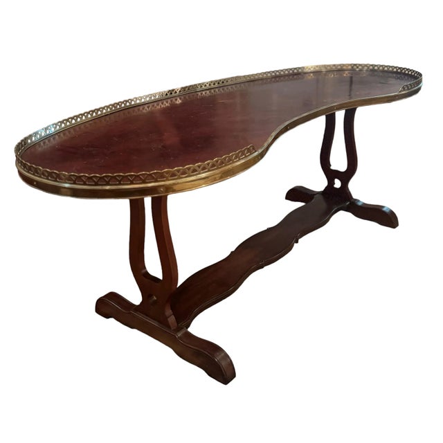 Vintage Traditional Federal Style Mahogany & Burl Wood Kidney Shaped ...