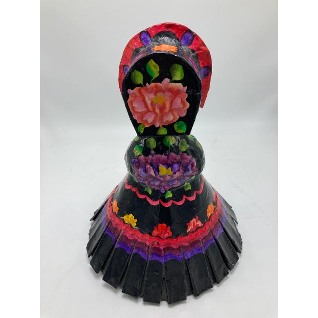 Signed Mexican Folk Art Paper Mache Woman | Chairish