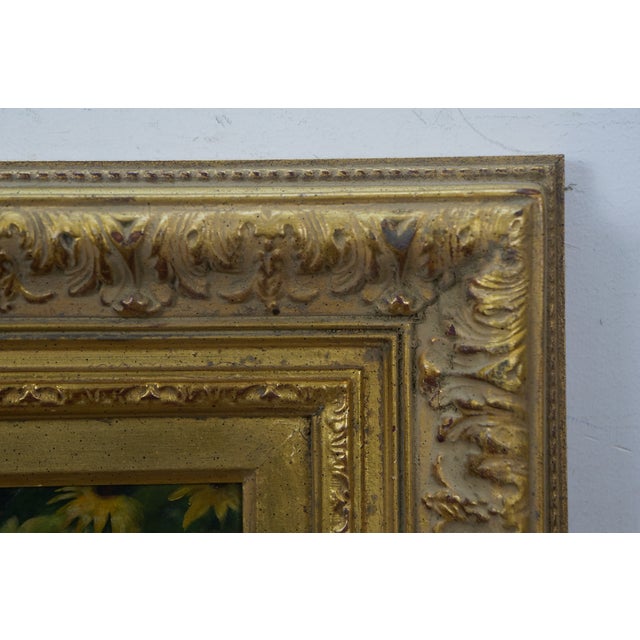 Late 20th Century Laura E. Cassidy Dachshund Dog Portrait W Daisies Oil ...