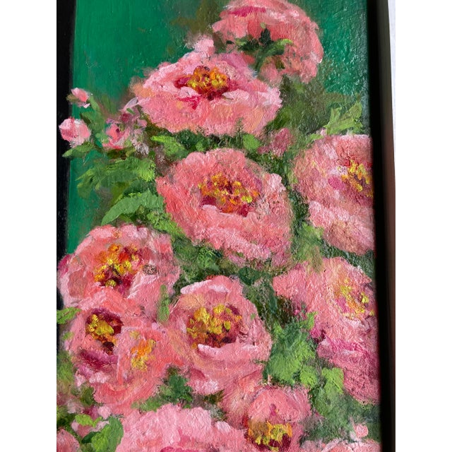 Pink Garden Roses, Contemporary Impressionist Oil Painting | Chairish