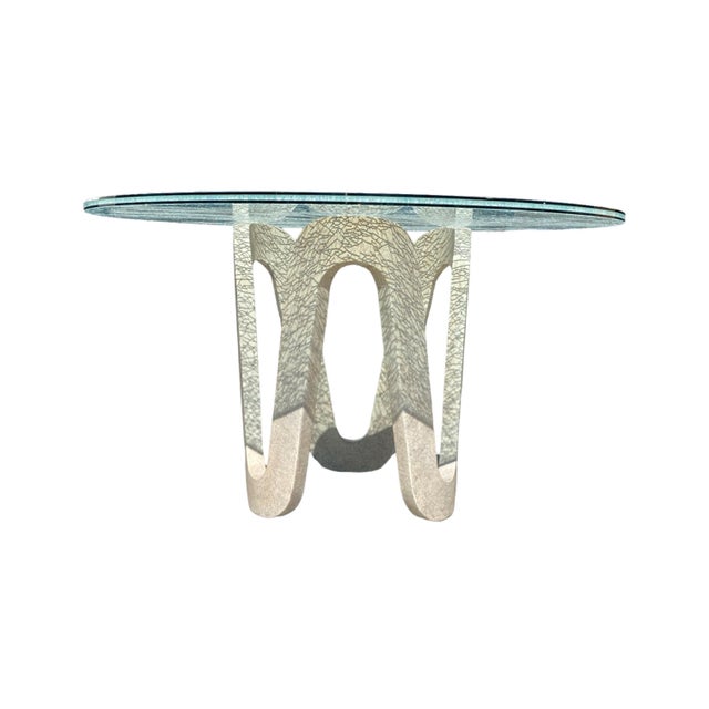 Crackle Glass Iconic Foyer-Dining table with Sculptural Modern Curved ...