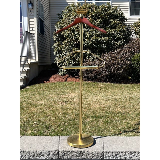 Vintage Mid Century Neoclassical Brass Wood Valet | Chairish