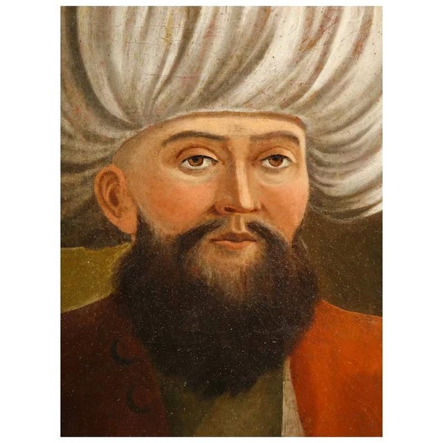 Early 19th Century Turkish Portrait Oil Painting of Mahomed | Chairish