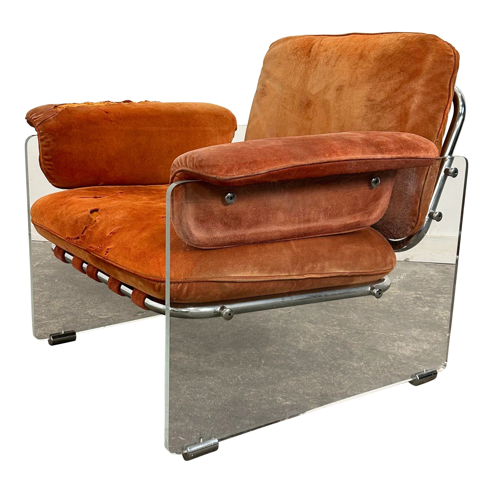 1970s Italian Pol Flex Artegna Lucite & Chrome Lounge Chair | Chairish