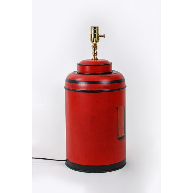 English Export Hand-Painted Number 16 Tea Caddy Table Lamp | Chairish