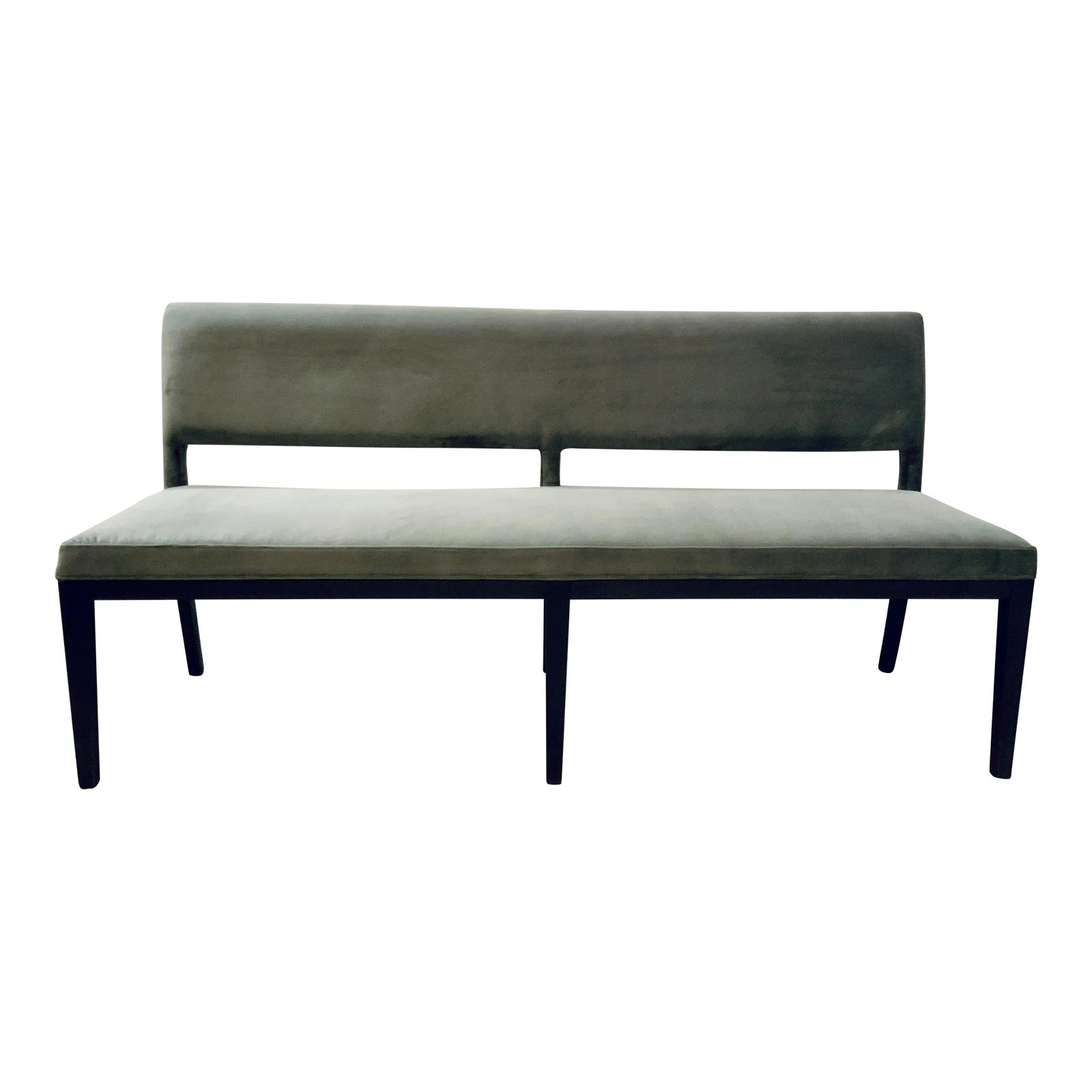 Modern Gray Velvet Dining Bench | Chairish
