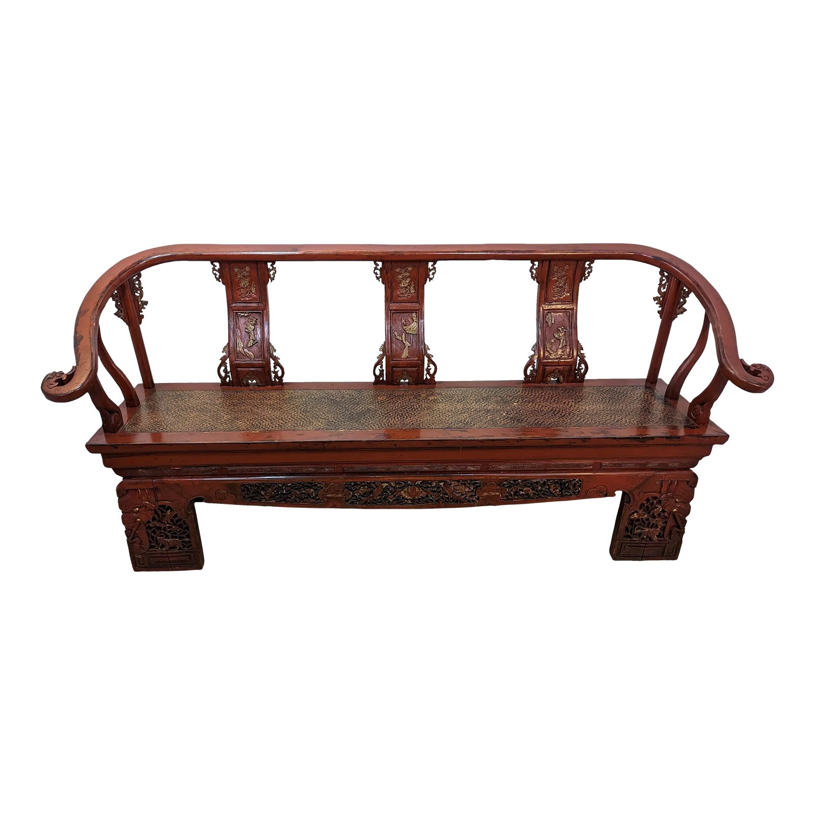 Mid 20th Century Vintage High Quality Asian Oversized Bench | Chairish