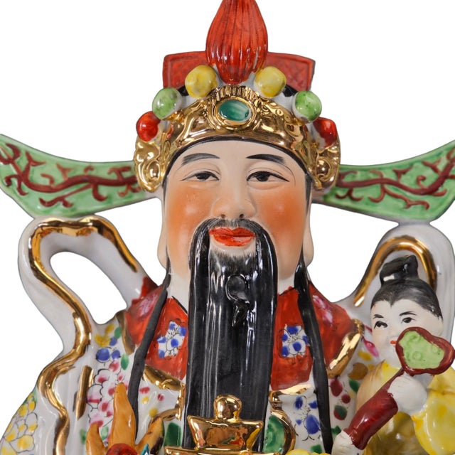 Chinese Fu Lu Shou Feng Shui Gods Figurines Lot of 3 | Chairish