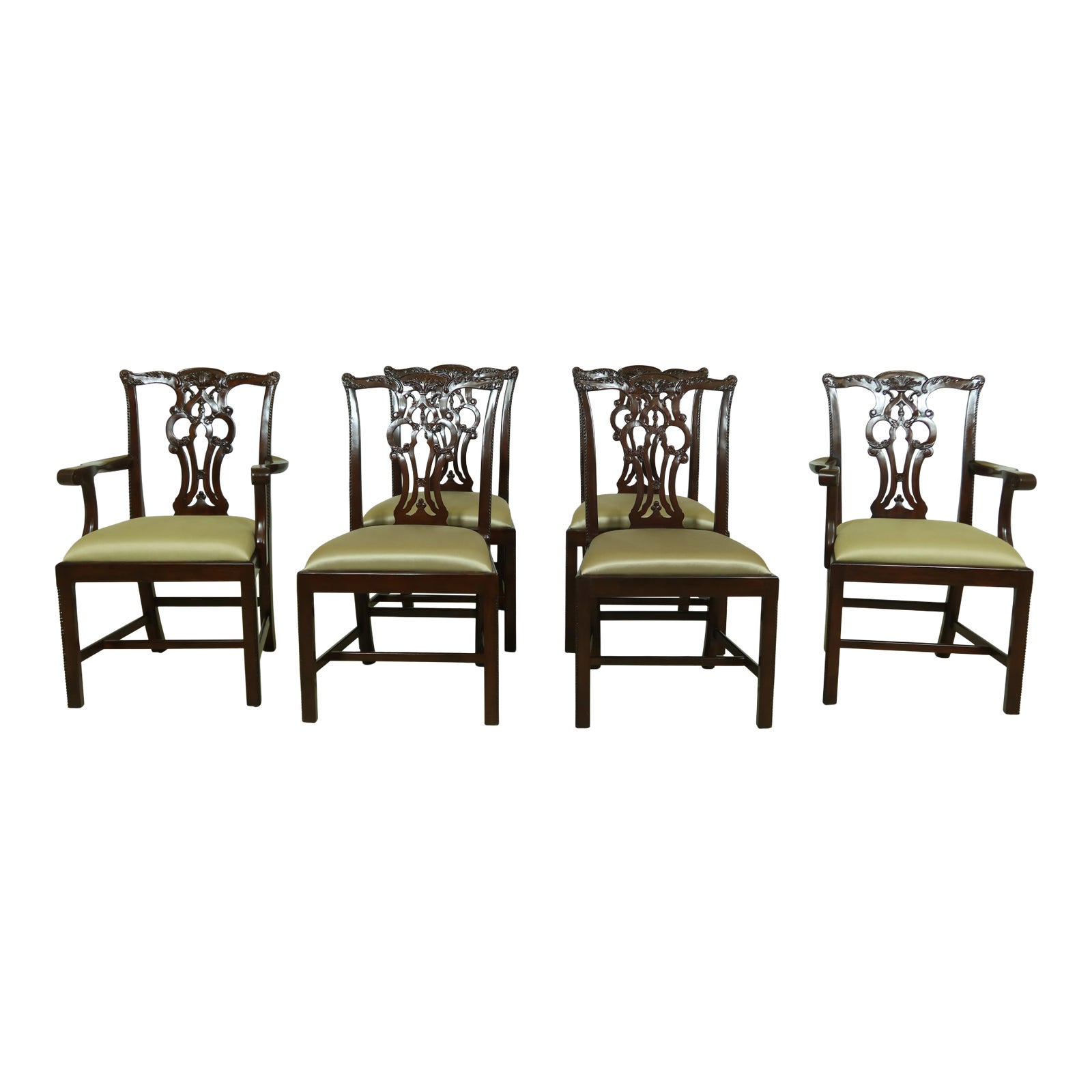 Set of 6 Maitland Smith Mahogany Chippendale Dining Chairs | Chairish
